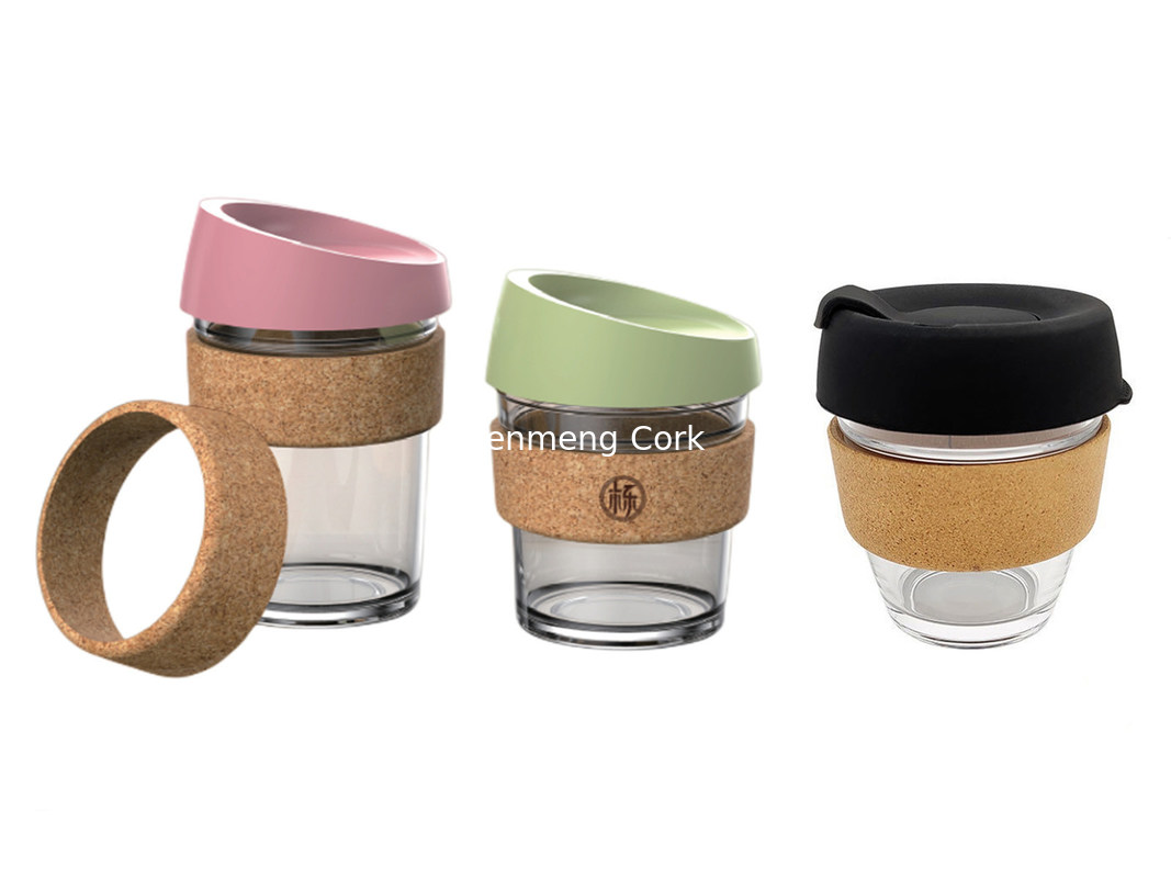 Reusable Custom Cork Band Brew Cork Sleeve Glass And Cork Coffee Cup