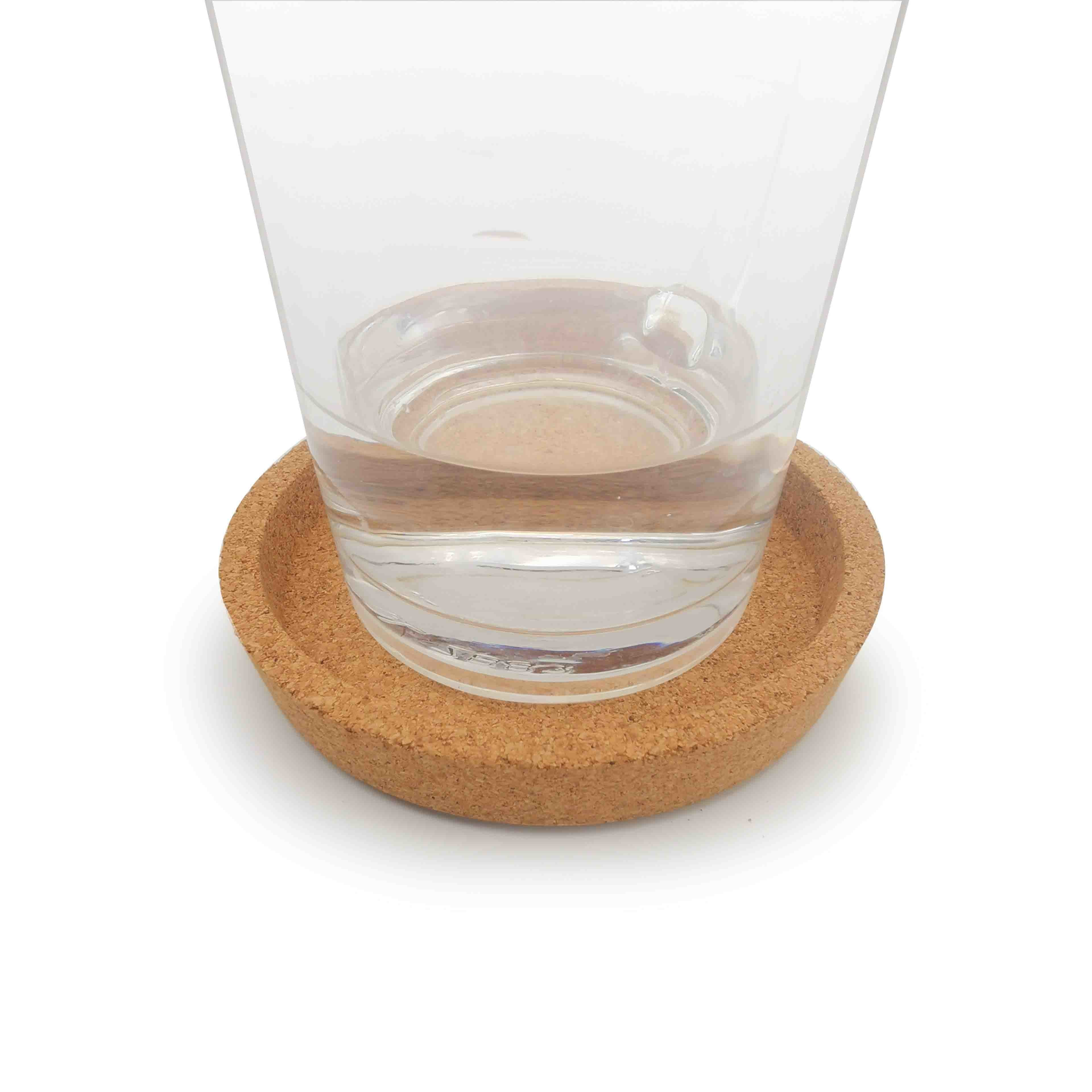 Natural Cork Coasters With Rim Bottom Base for Glass Coffee Cup